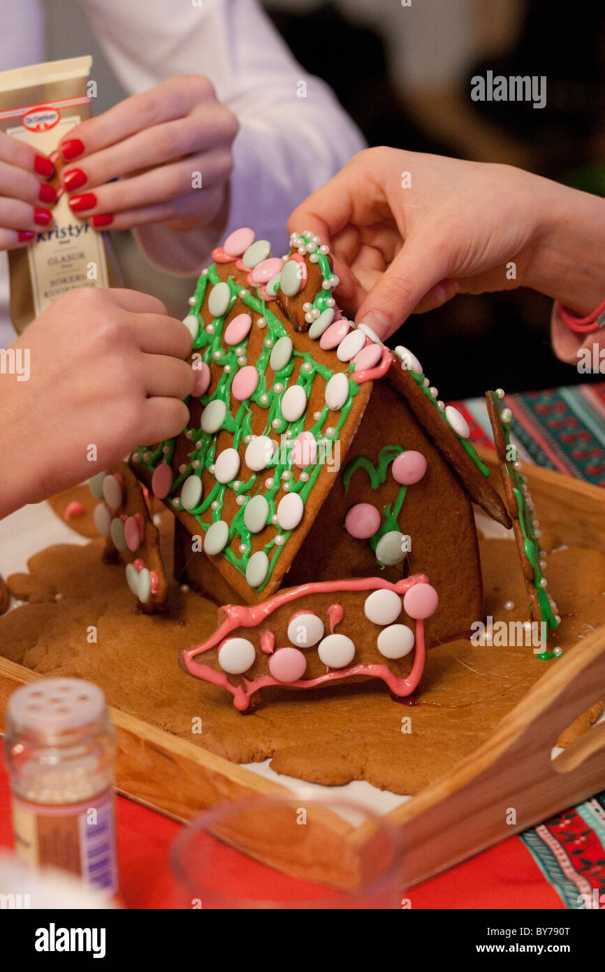 Ginger Bread House Making During Christmas Morning Stock Photo - Alamy