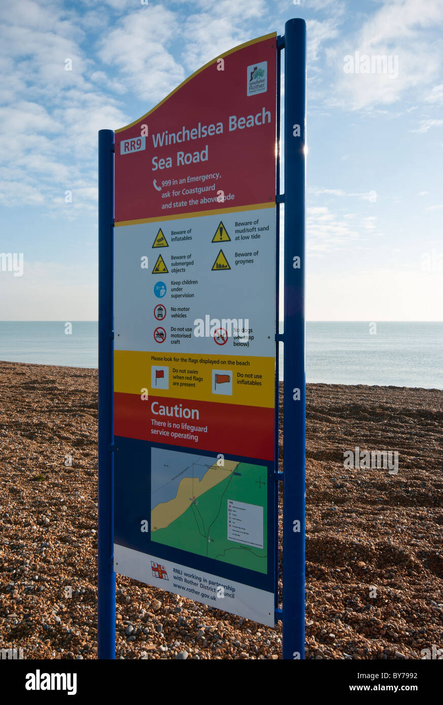 Uk safety signs beach hi-res stock photography and images - Alamy