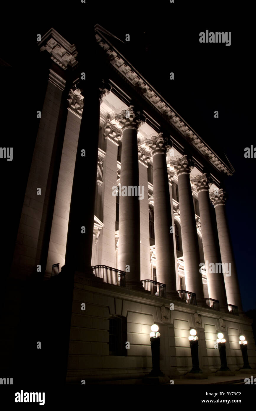 Lighted Columns at Night at Wisconsin State Capital in Madison Stock ...