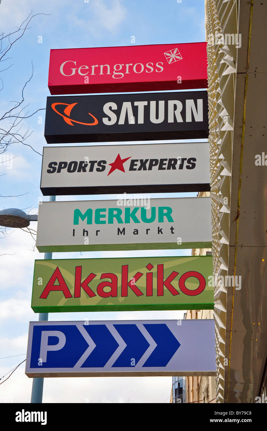 Vienna, Austria: shop signs in the street Stock Photo - Alamy