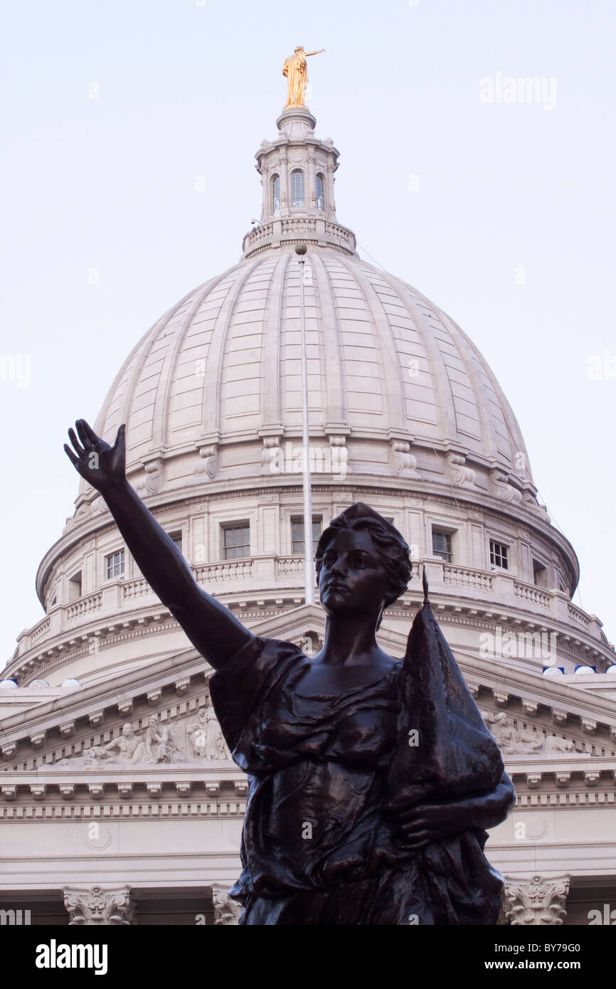 Forward Statue in front of Wisconsin State Capital in Madison Stock ...