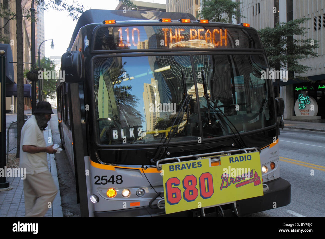 Atlanta Georgia,downtown,Peachtree Street,MARTA,bus,coach,stop,boarding ...