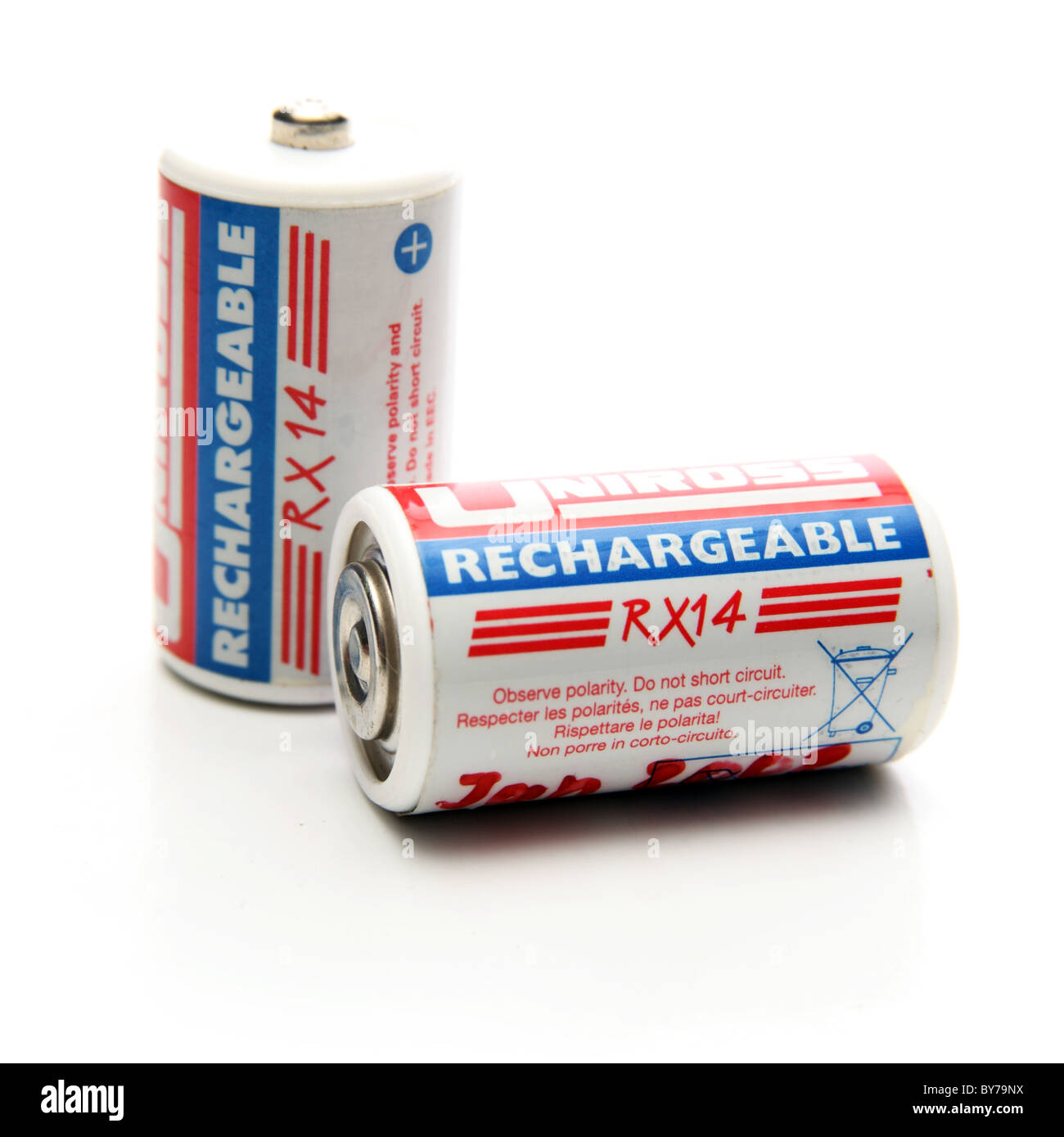 RX14 Rechargeable Batteries on White Background Stock Photo - Alamy