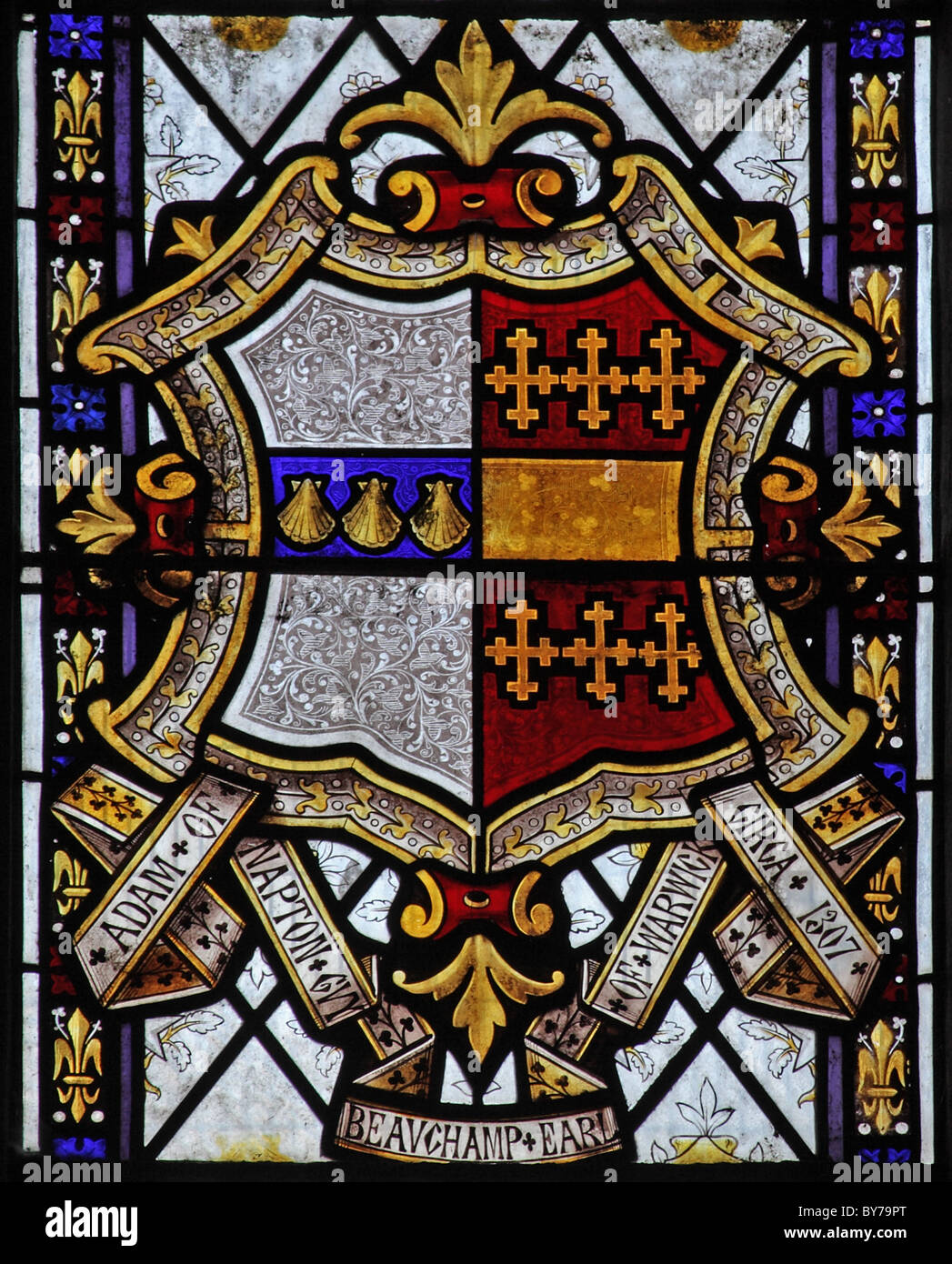 A stained glass window depicting Heraldic Glass, Parish Church of St ...