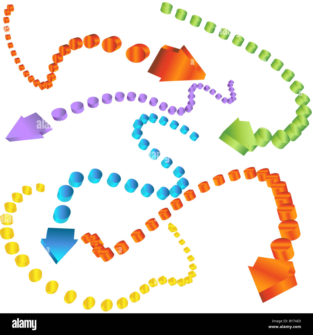 Colorful mix of 3D arrows going in many directions Stock Photo - Alamy