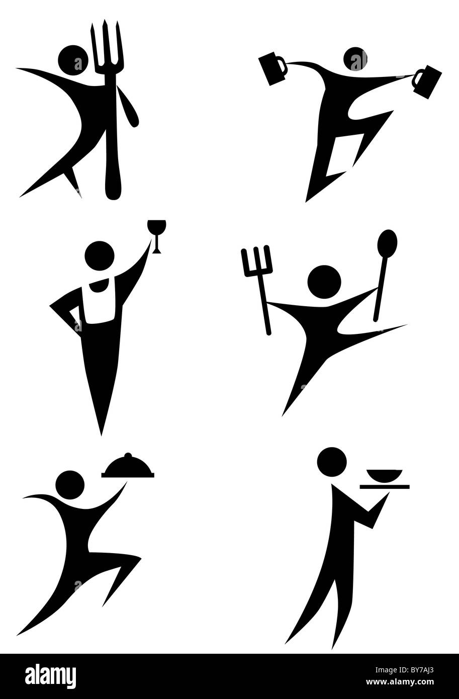 Eating stick figure icon set isolated on a white background Stock Photo ...