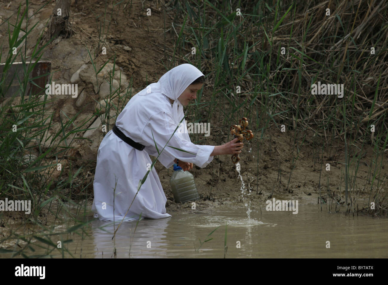 A Catholic nun at the baptismal site Qaser el Yahud also Kasser or ...