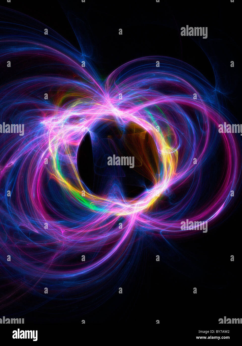 Abstract light composition on black background. Magnetic force concept ...