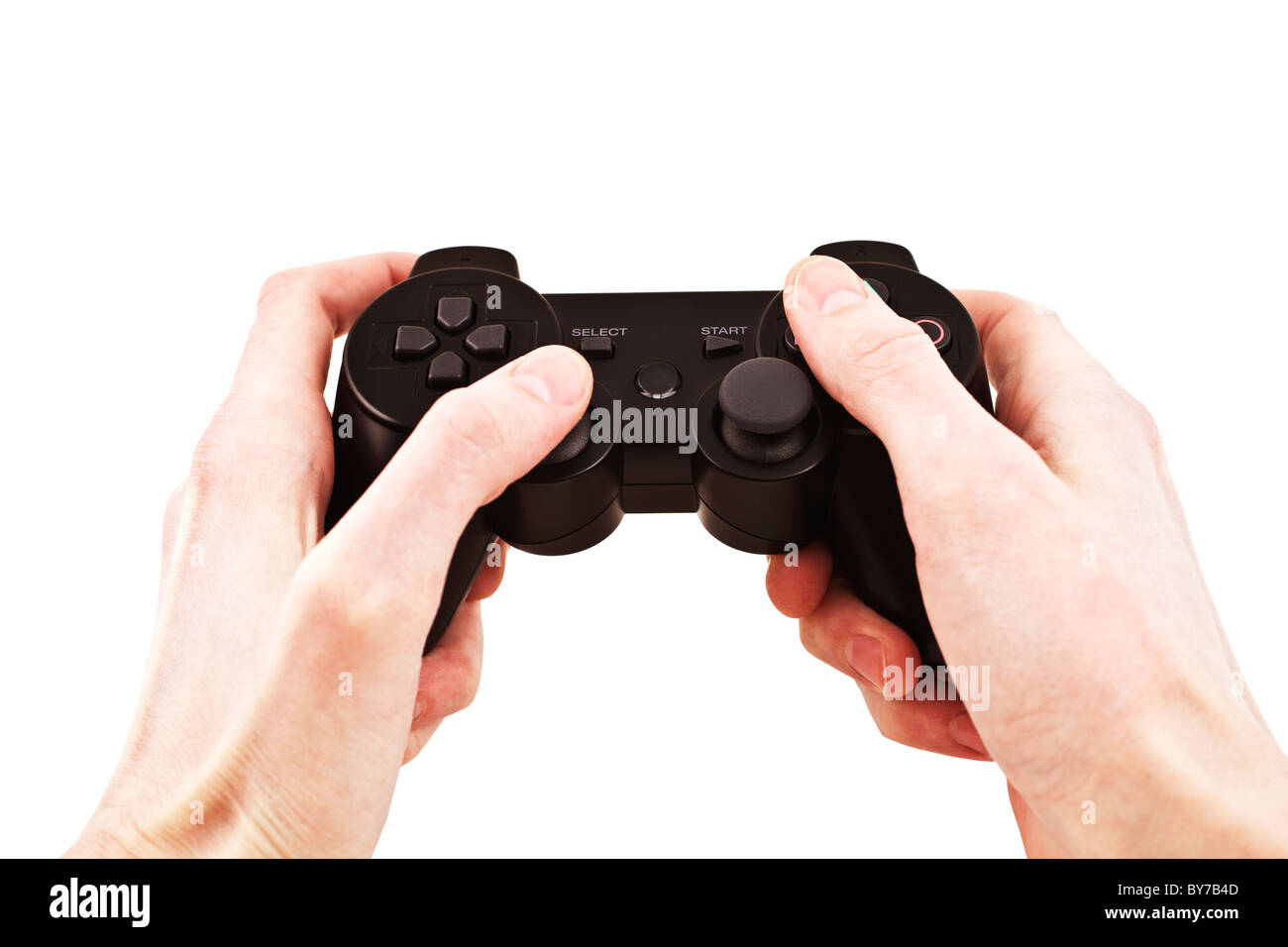 Video game controller in hand isolated on white background Stock Photo ...