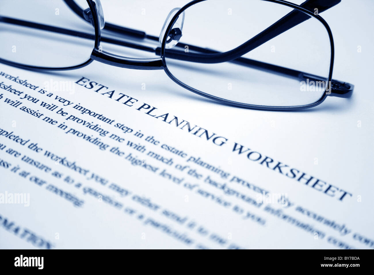 Estate plan worksheet Stock Photo - Alamy