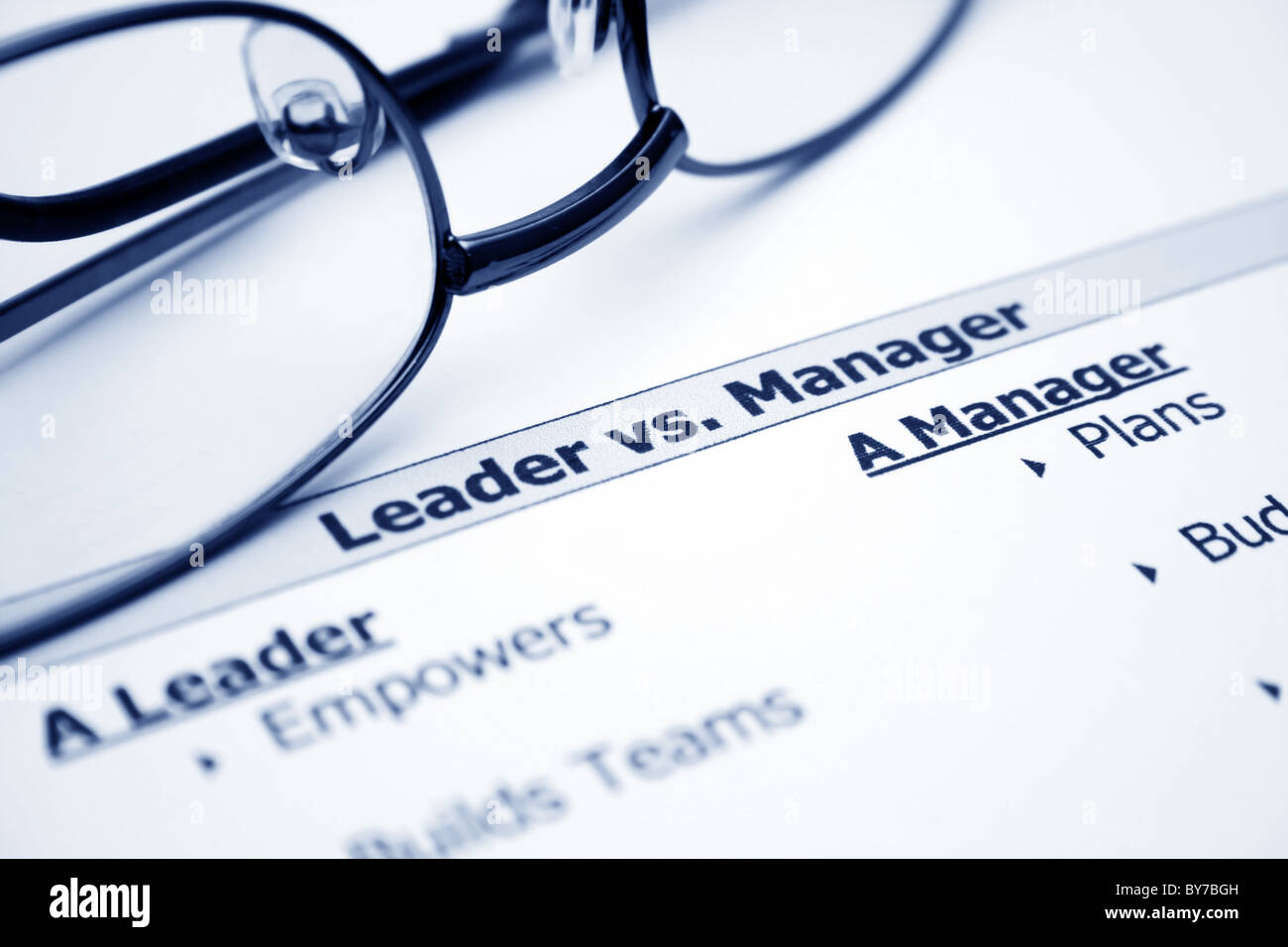 Leader vs. Manager Stock Photo - Alamy