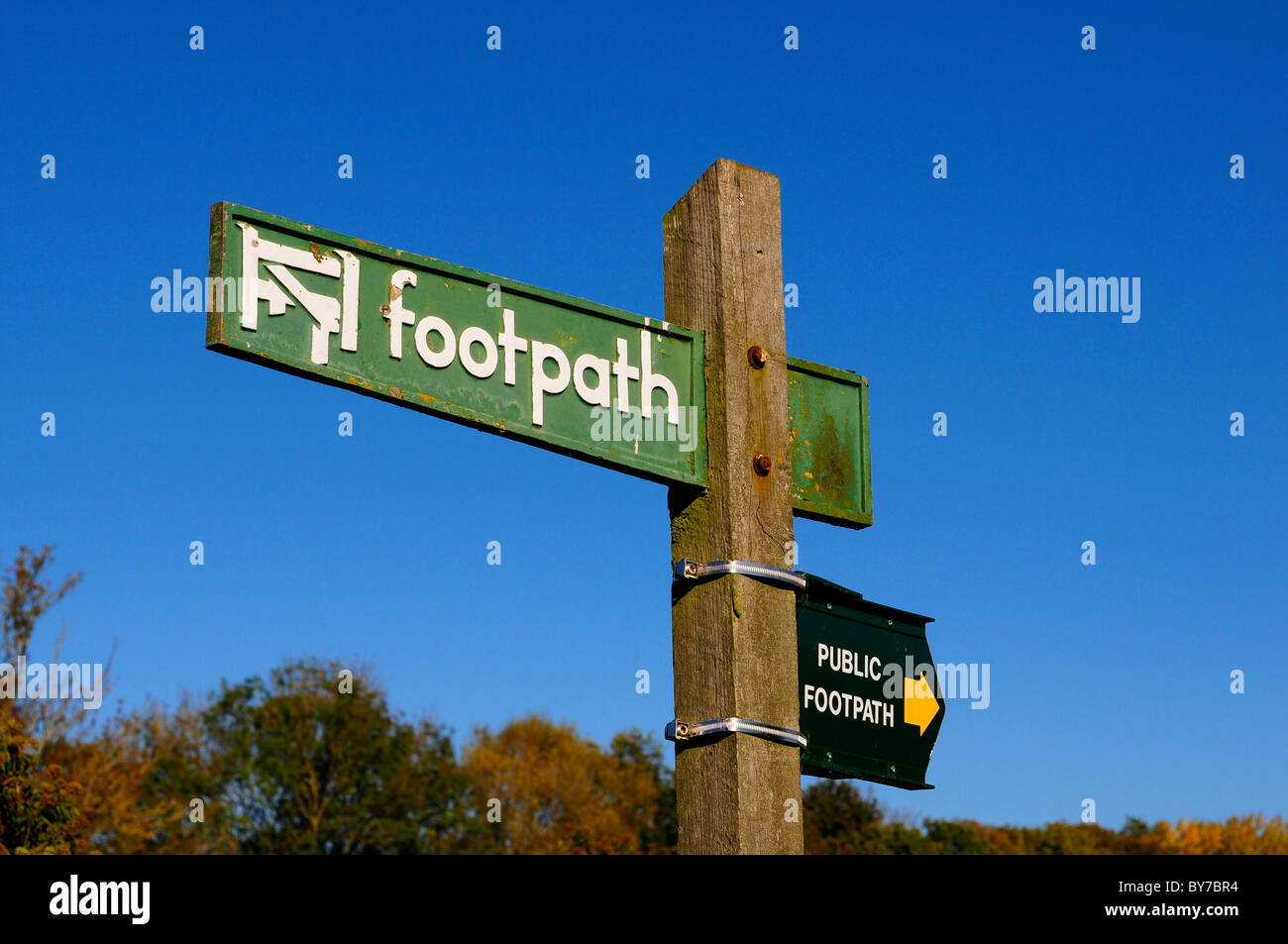 Public footpath sign, England Stock Photo - Alamy
