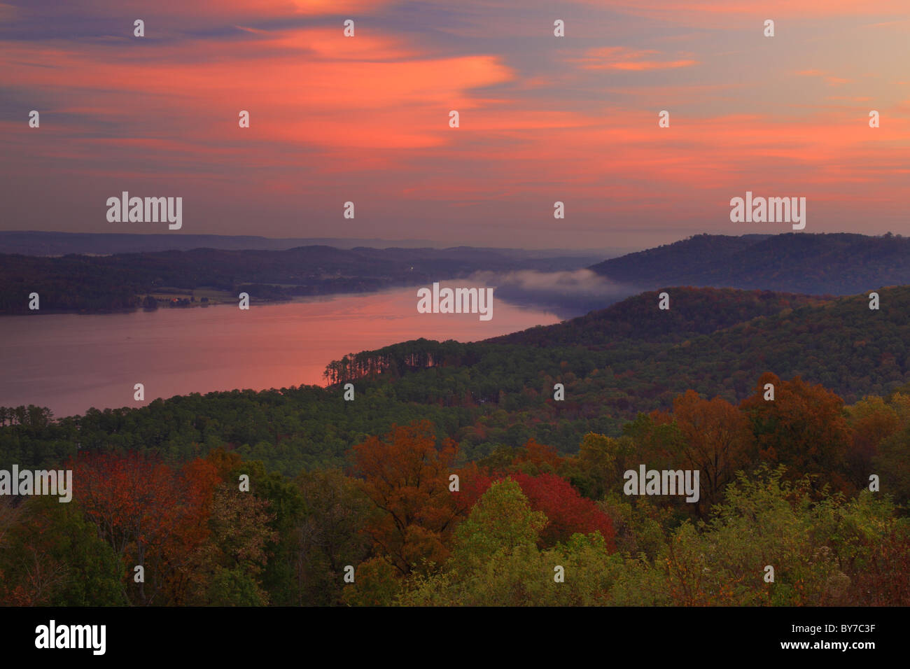 Sunrise view from lodge, Lake Guntersville Resort State Park ...