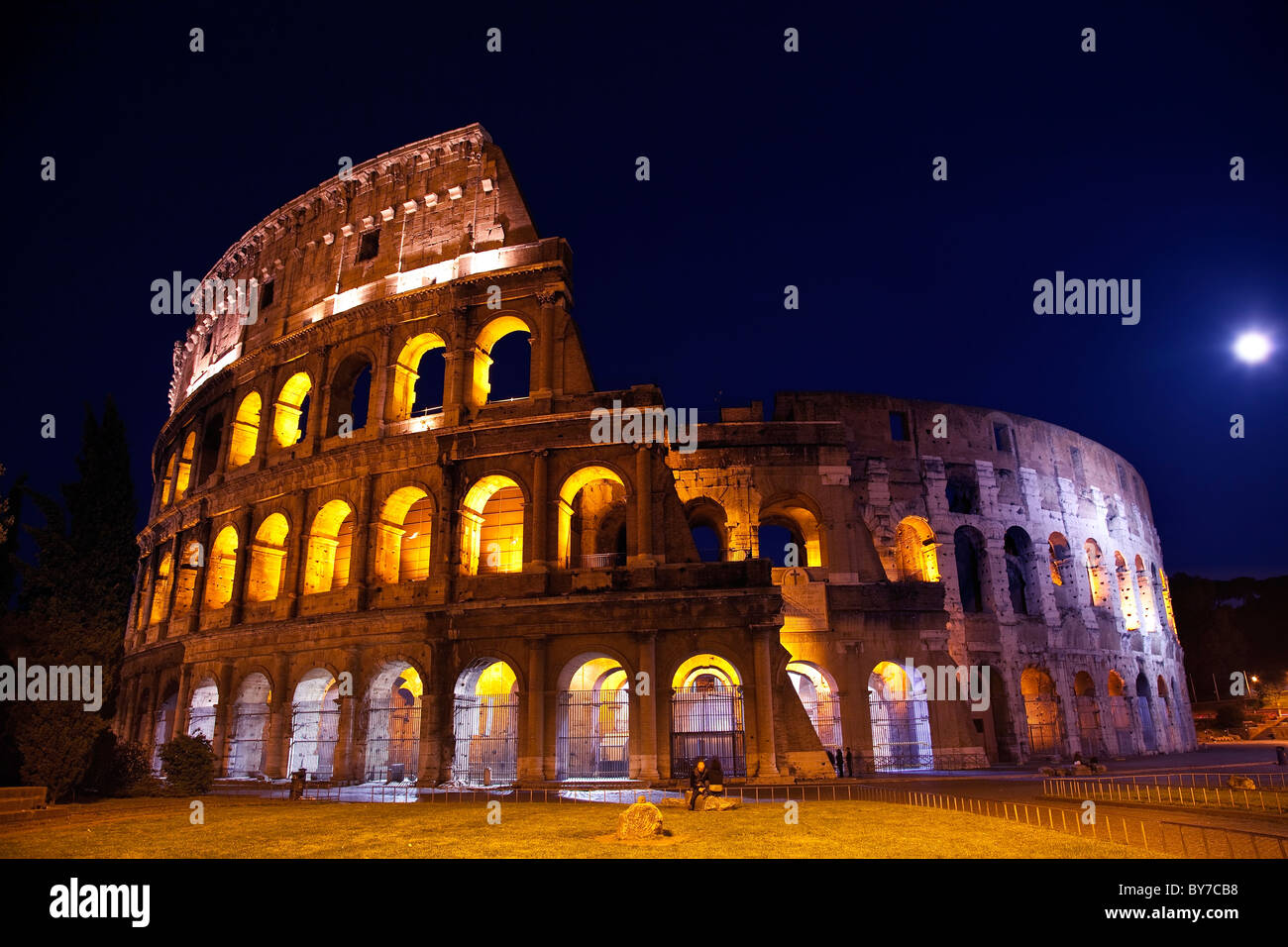 Colosseum Overview Moon Night Lovers Rome Italy Stock Photo - Alamy