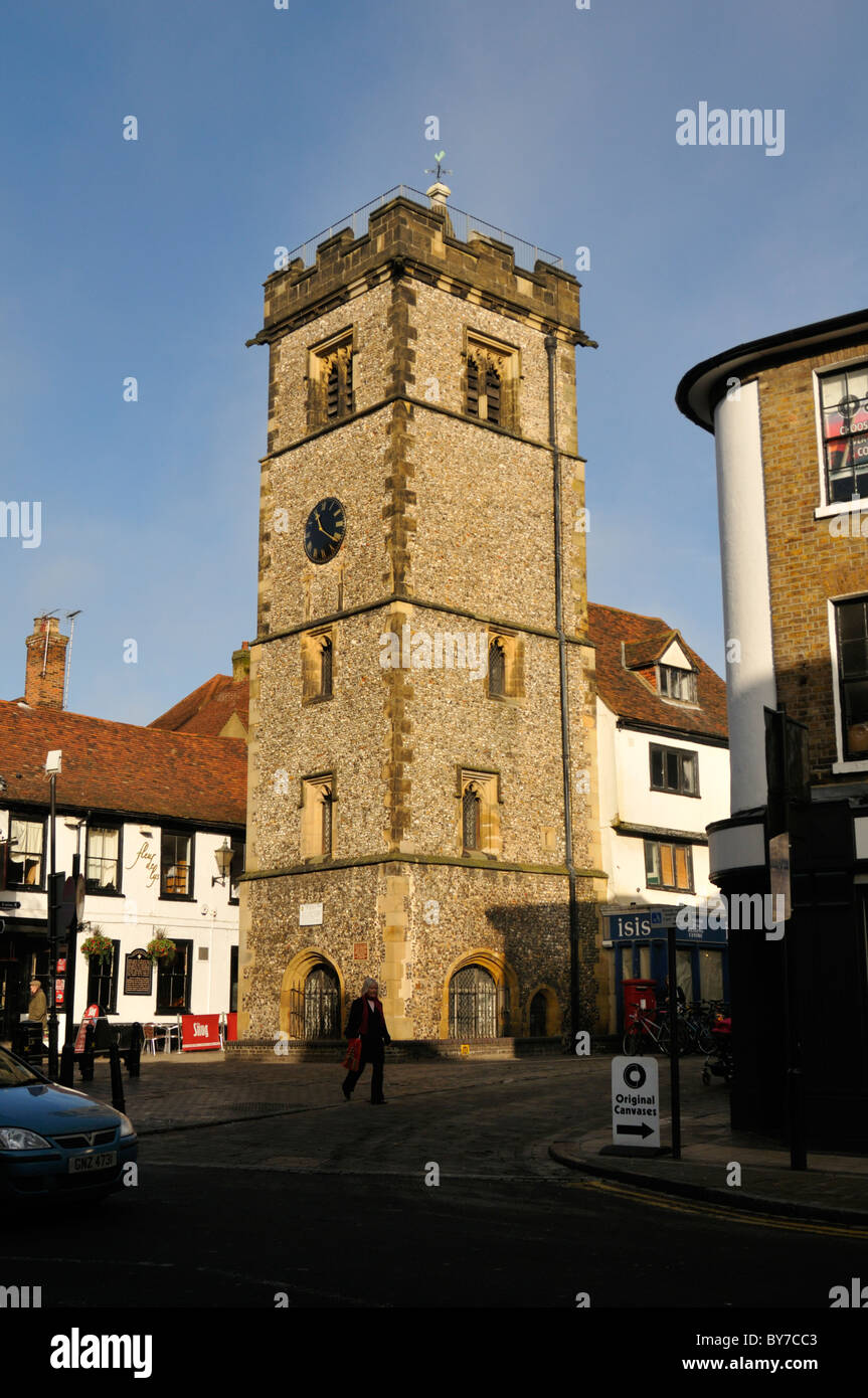 Early 15th century medieval clock tower at St Albans, Hertfordshire, UK ...