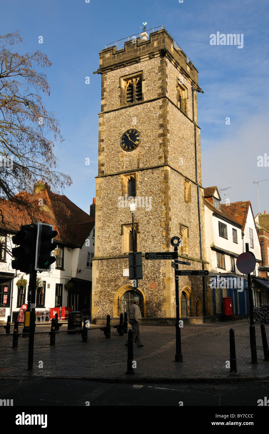 Early 15th century medieval clock tower at St Albans, Hertfordshire, UK ...