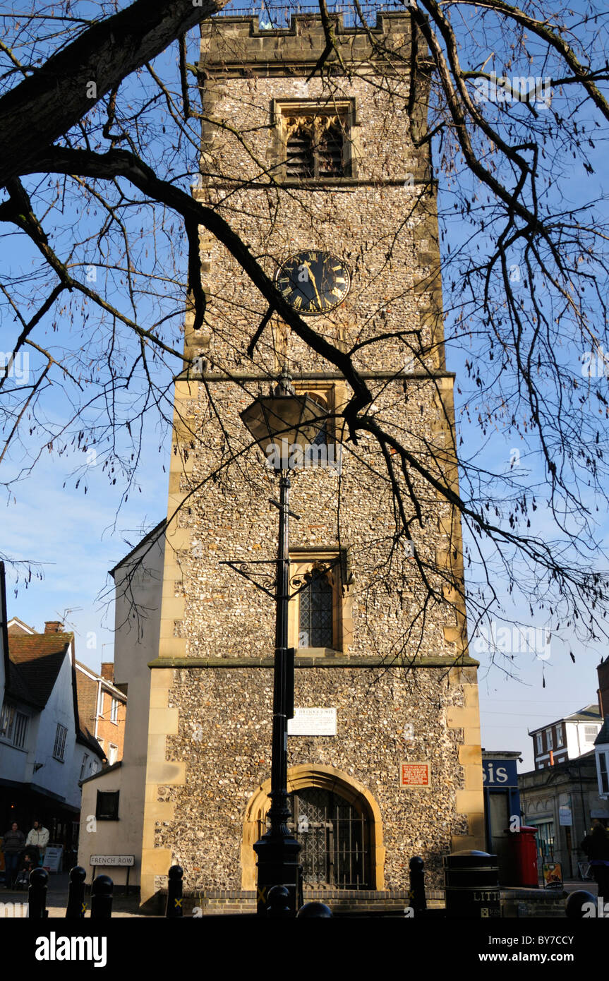 Early 15th century medieval clock tower at St Albans, Hertfordshire, UK ...