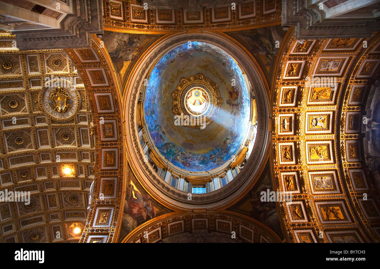 Vatican Inside Small Dome Shaft of Light Ceiling Saint Peter's Basilica ...