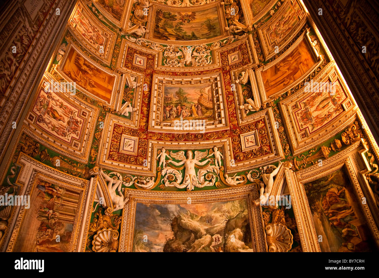 Vatican Museum Inside Ornate Ceiling Map Room Details Rome Italy Stock Photo - Alamy