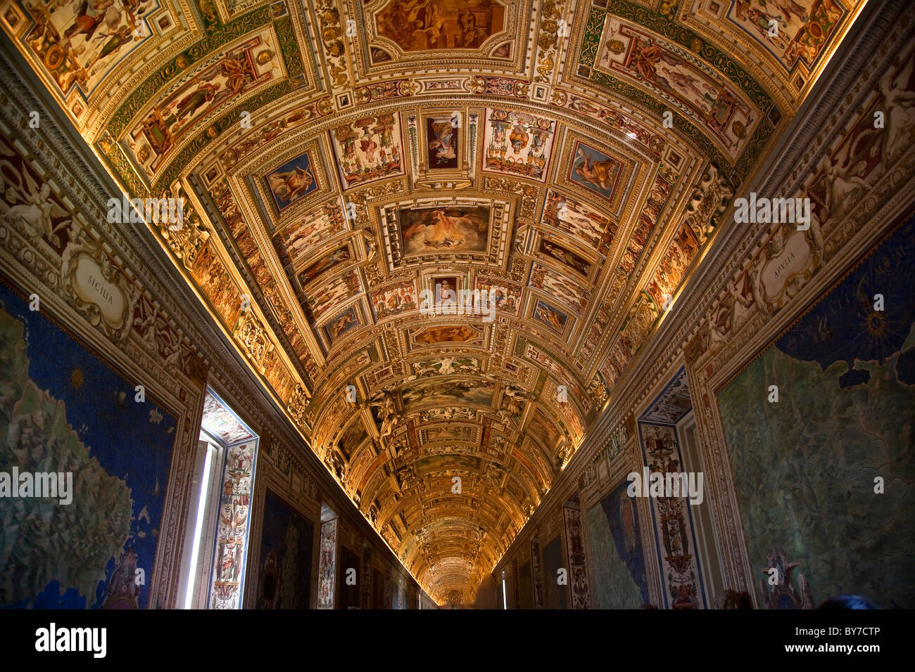Vatican Museum Inside Ornate Ceiling Map Room Details Rome Italy Stock Photo - Alamy