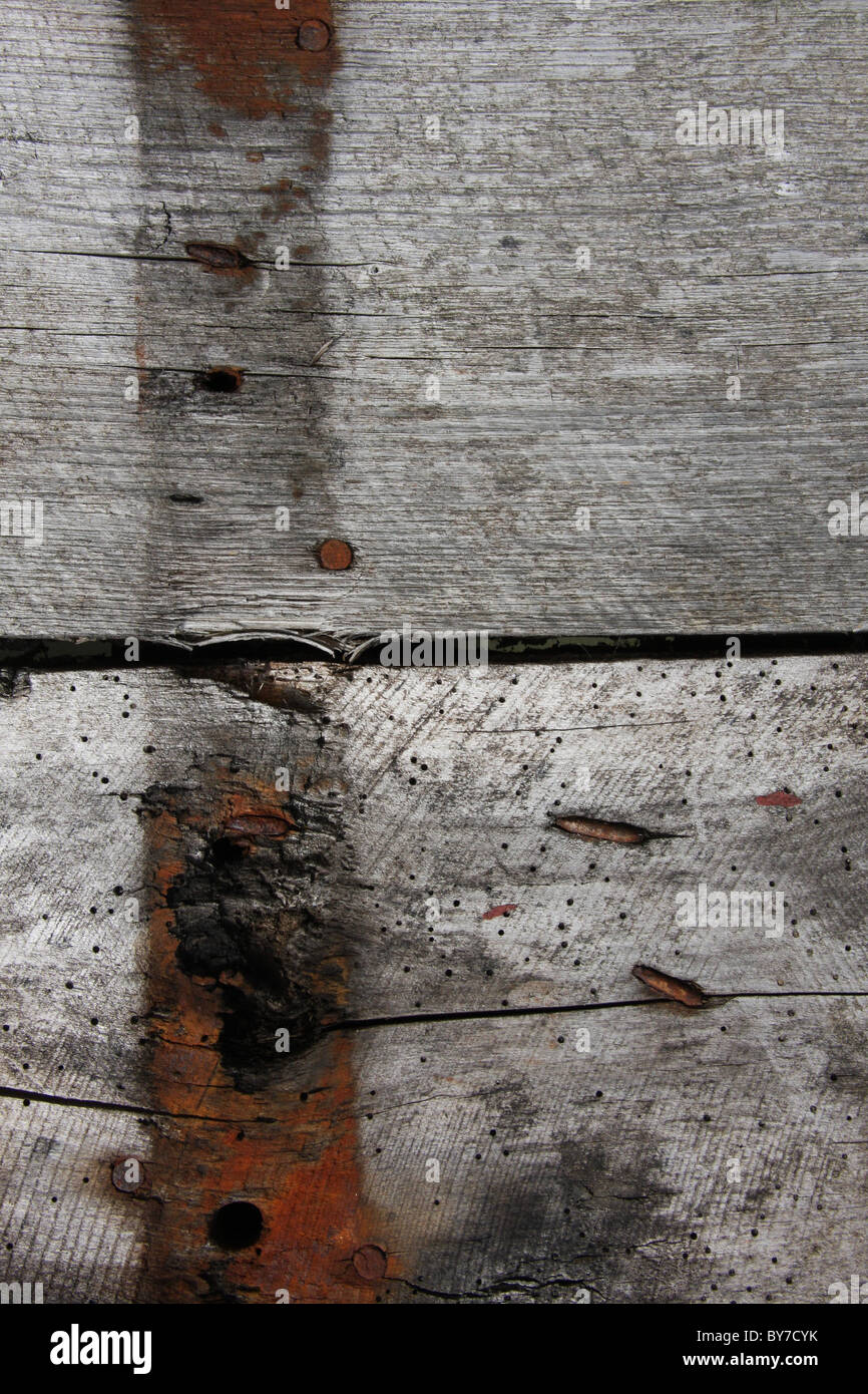 weathered wood with rust and nails exposed Stock Photo - Alamy
