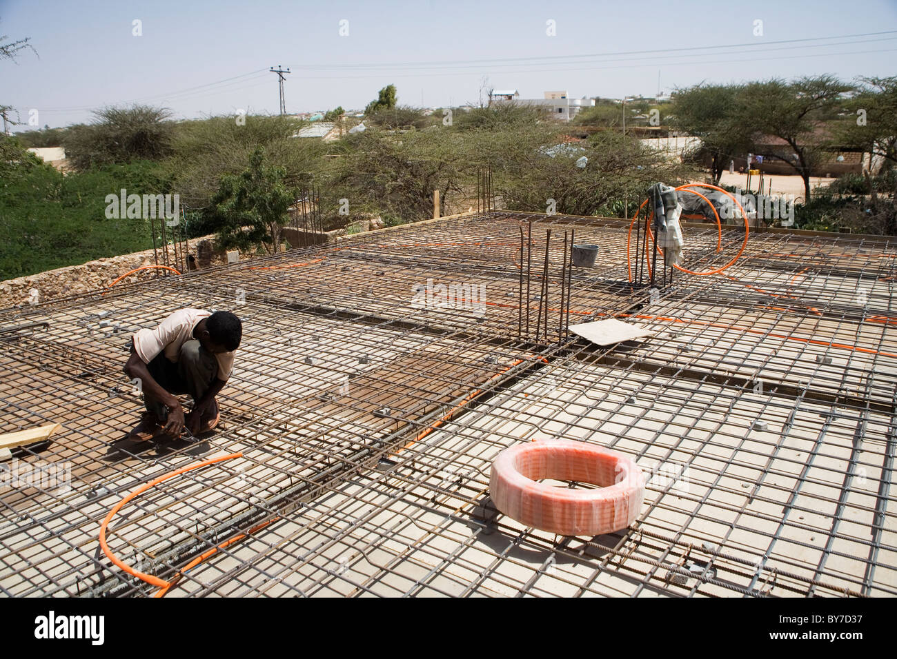 Builder working on a private house in Hargeysa, Somaliland, Somalia ...