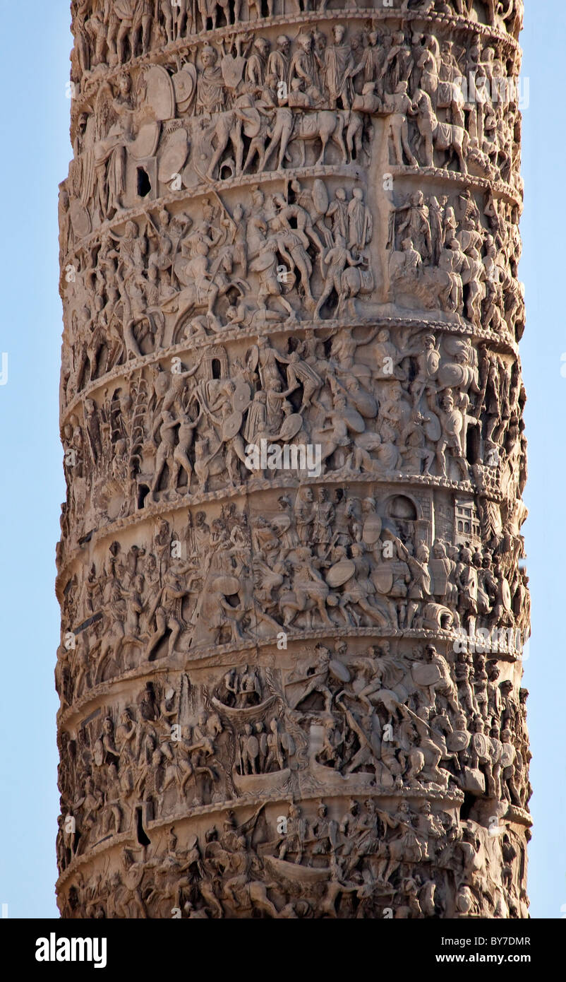 Marcus Aurelius Column Close Up Piazza Colonna Rome Italy Stock Photo ...