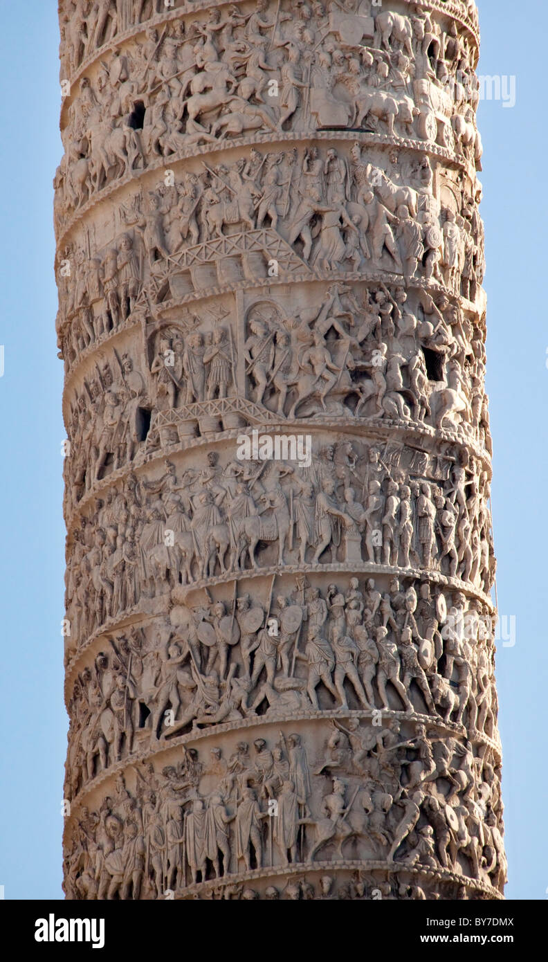 Marcus Aurelius Column Close Up Piazza Colonna Rome Italy Stock Photo ...