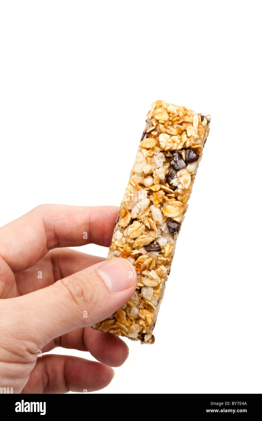 Energy bar with white background close up Stock Photo - Alamy