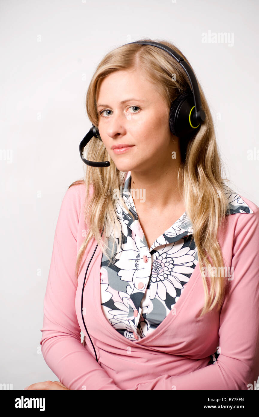 women with headphones Stock Photo - Alamy