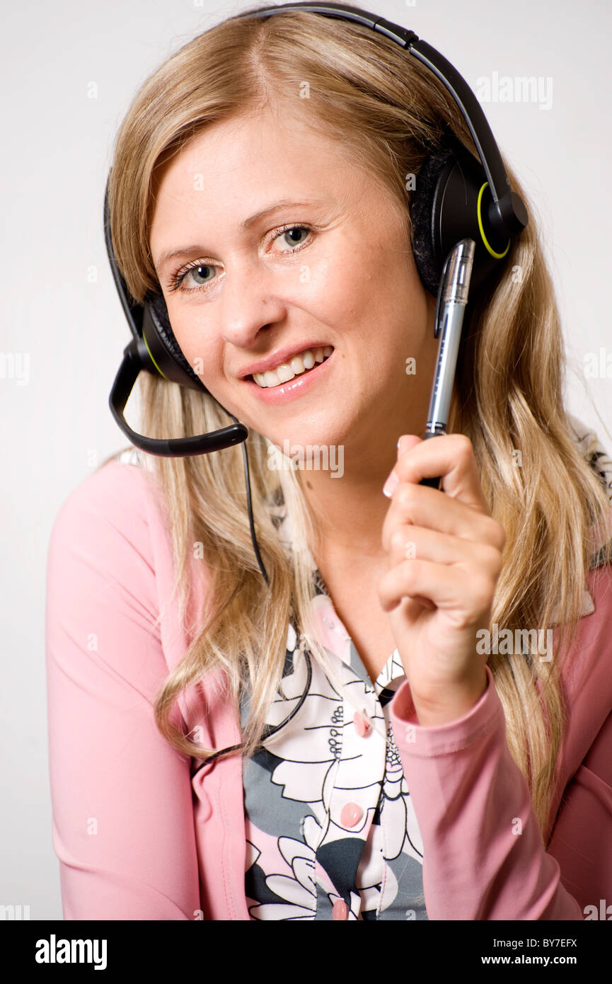women with headphones Stock Photo - Alamy