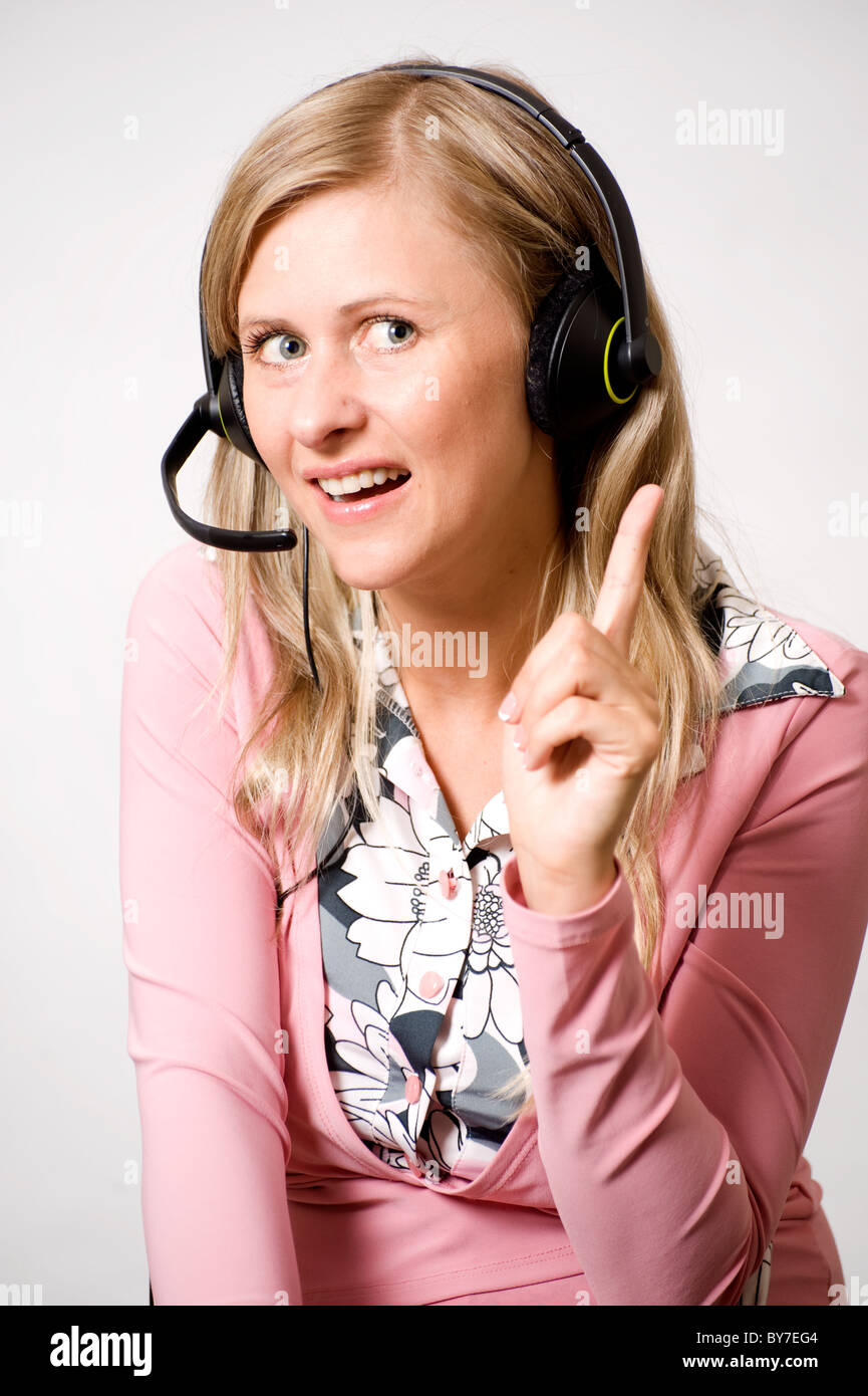 women with headphones Stock Photo - Alamy