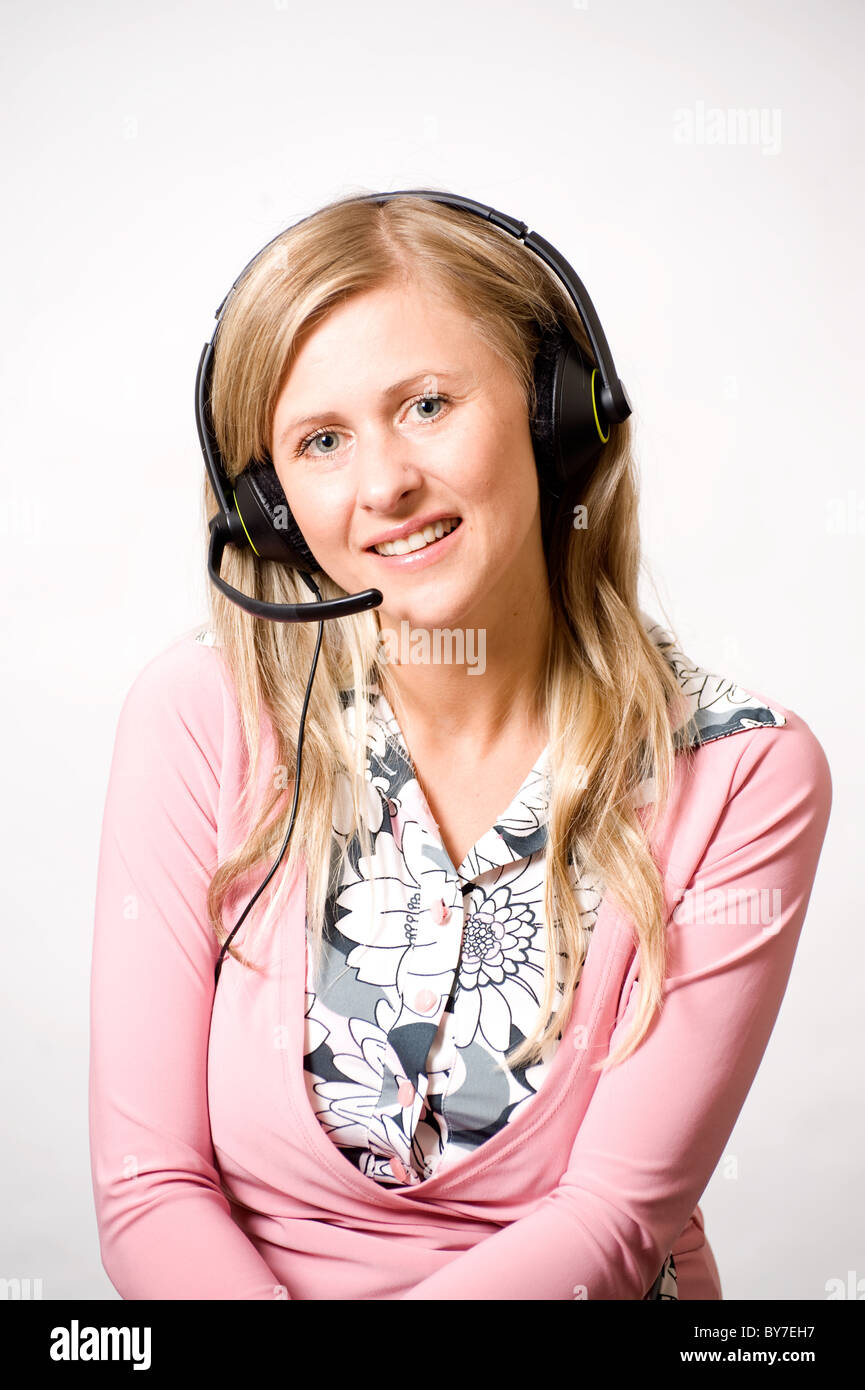 women with headphones Stock Photo - Alamy