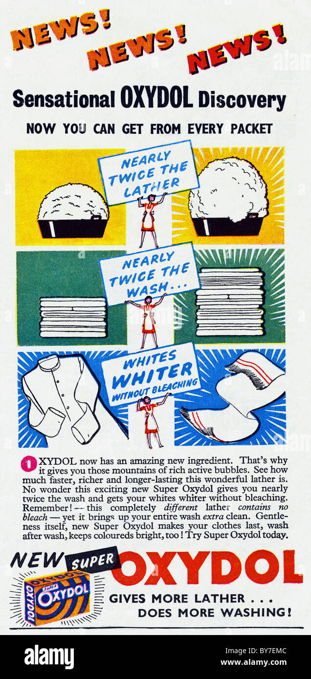1940s advertisement for OXYDOL washing powder in women's home economics ...