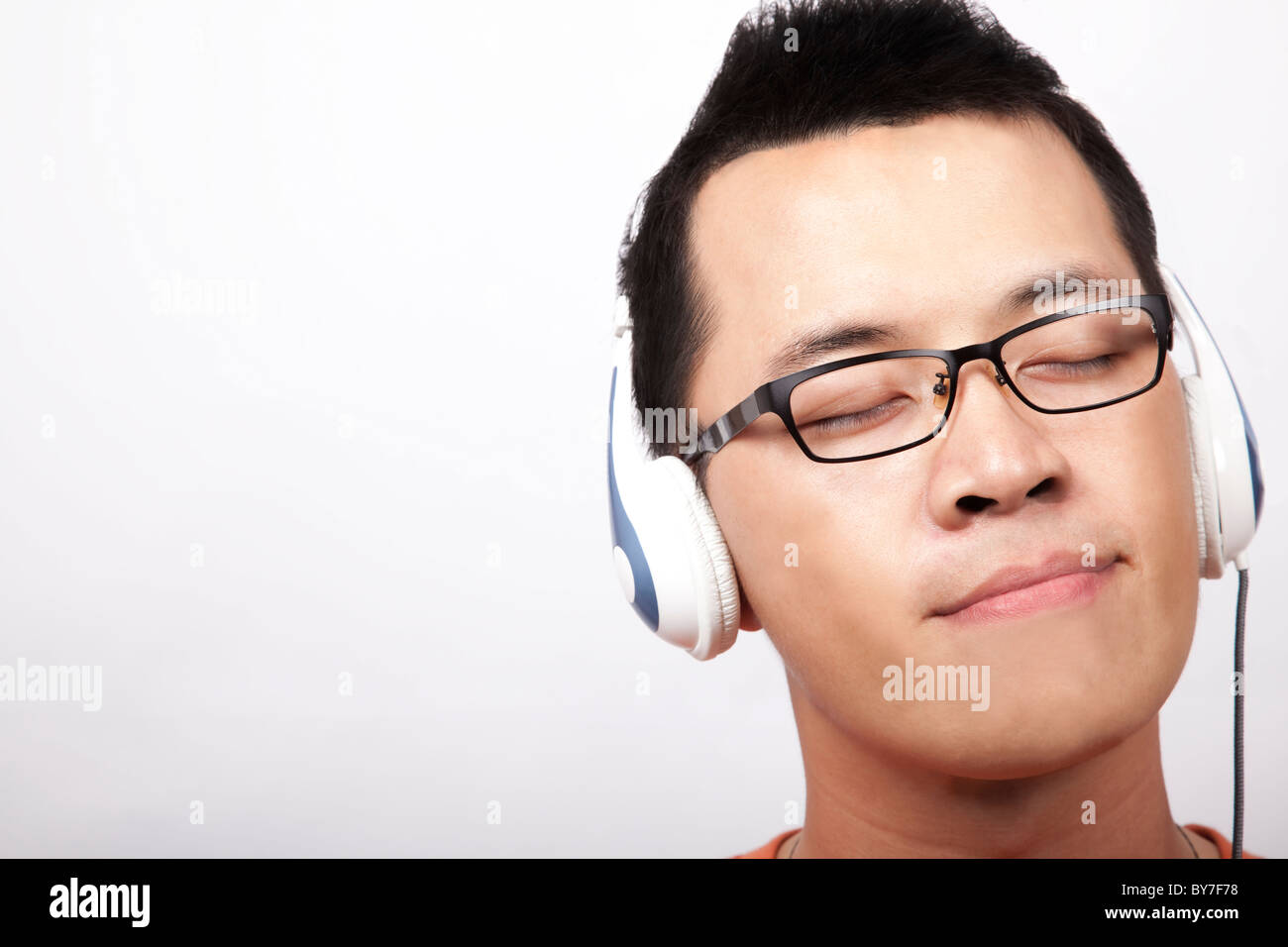 young man enjoy the music Stock Photo - Alamy