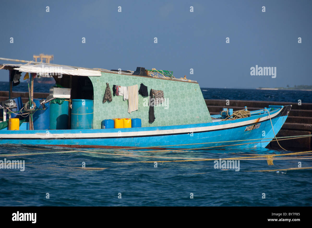 Maldives, Male, capital city of the Maldives archipelago. Fishing boat ...