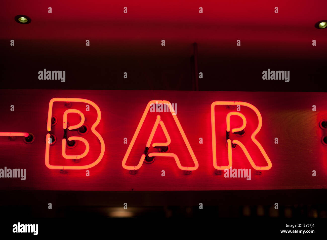 Red Neon Bar Sign Stock Photo - Alamy