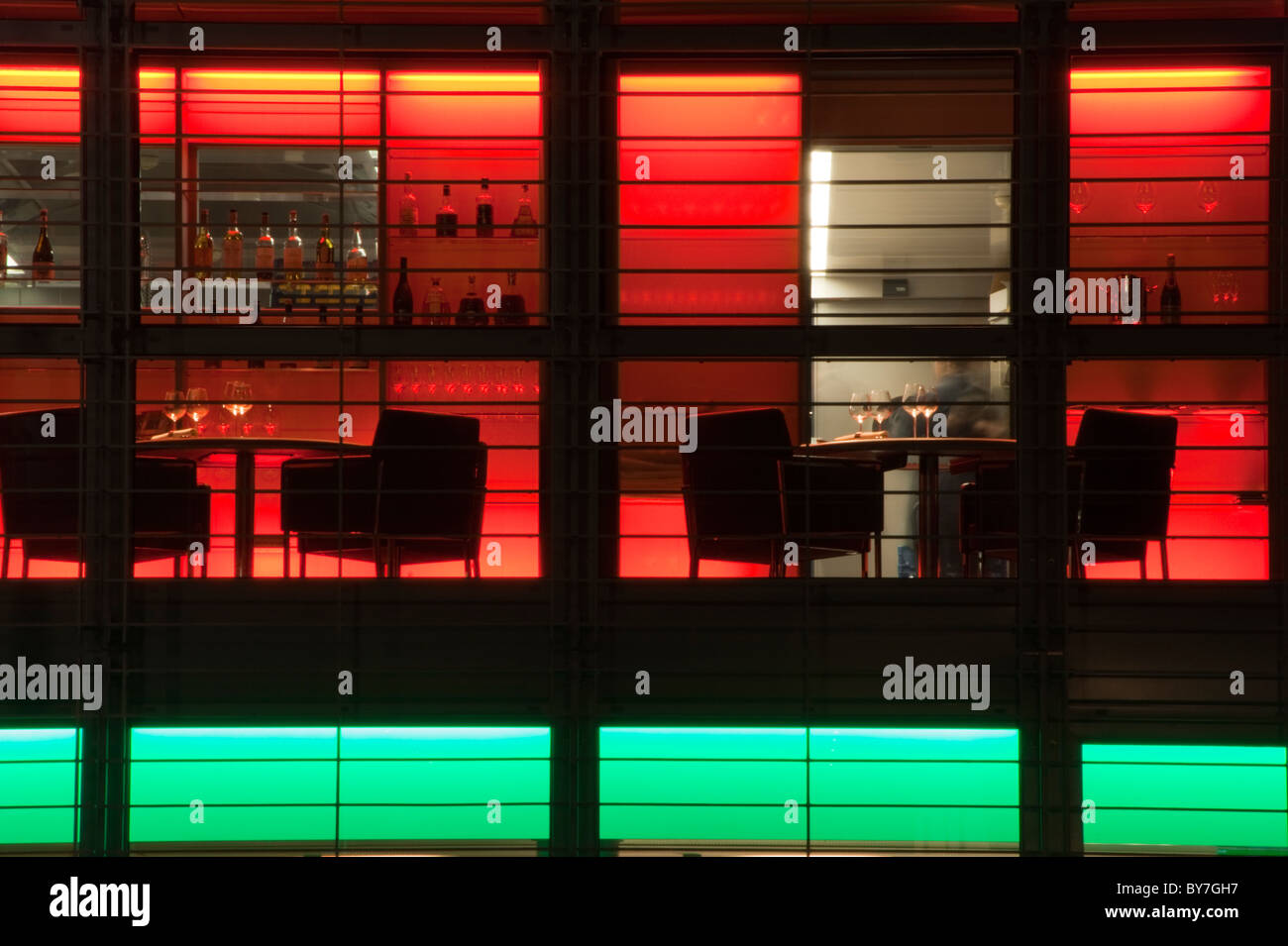 Looking at Cocktail bar at night from Street Stock Photo - Alamy