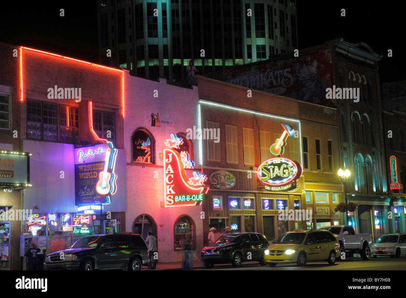 Tennessee Nashville,Music City USA,downtown,Lower Broadway,strip,neon ...