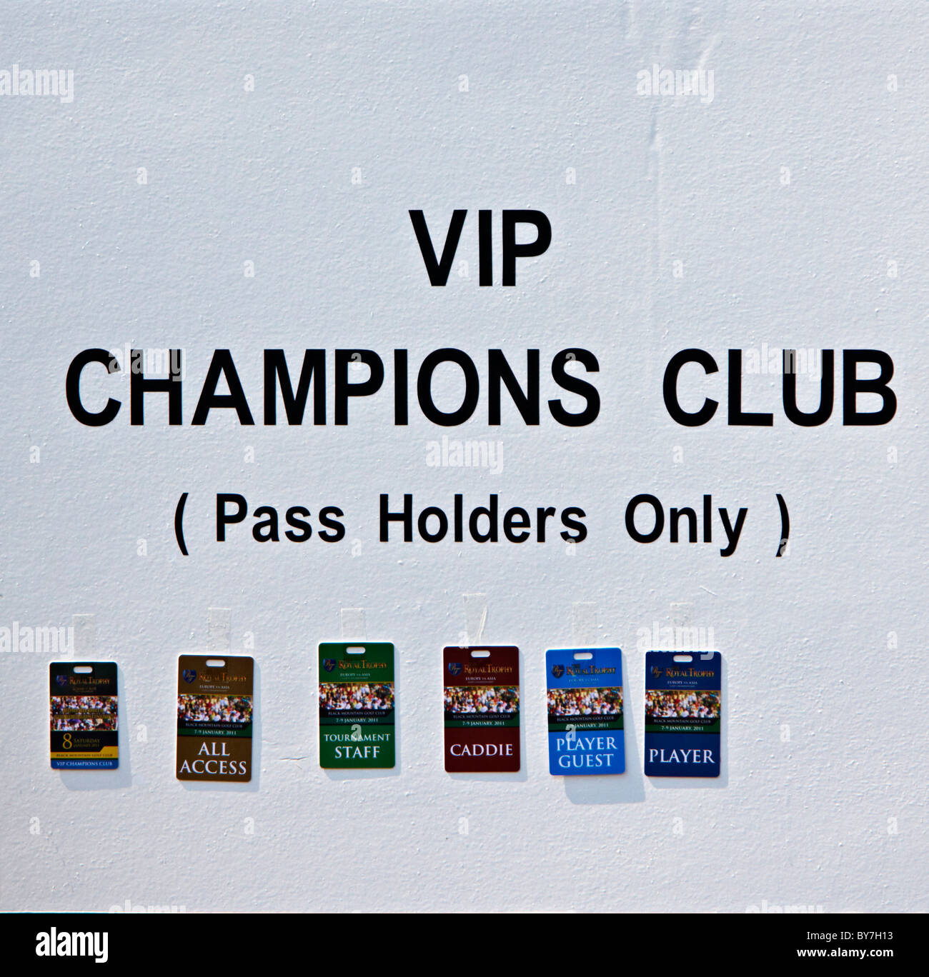 Golf club restricted area - VIP pass holders only Stock Photo - Alamy
