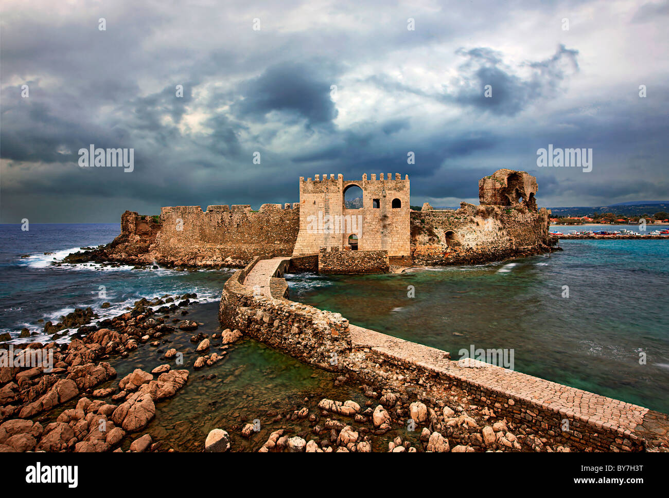 Greece, Messinia Prefecture. The Venetian castle of Methoni, as it can ...
