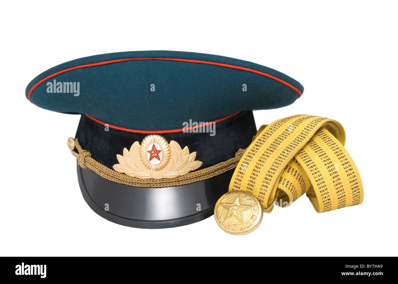 a service cap and belt of full dress of a USSR officer Stock Photo - Alamy