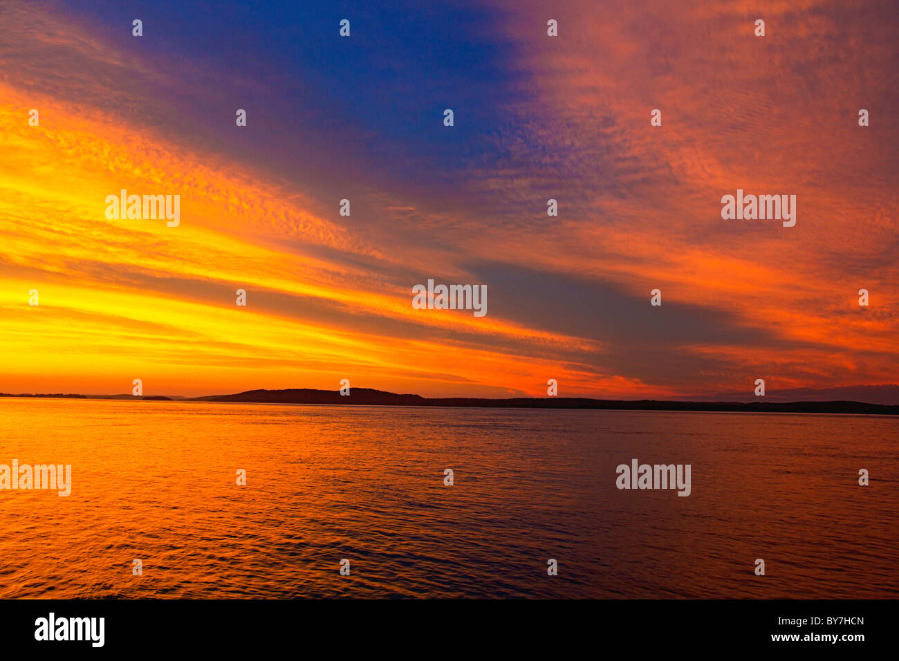 Watercolor landscape beautiful sunset hi-res stock photography and ...