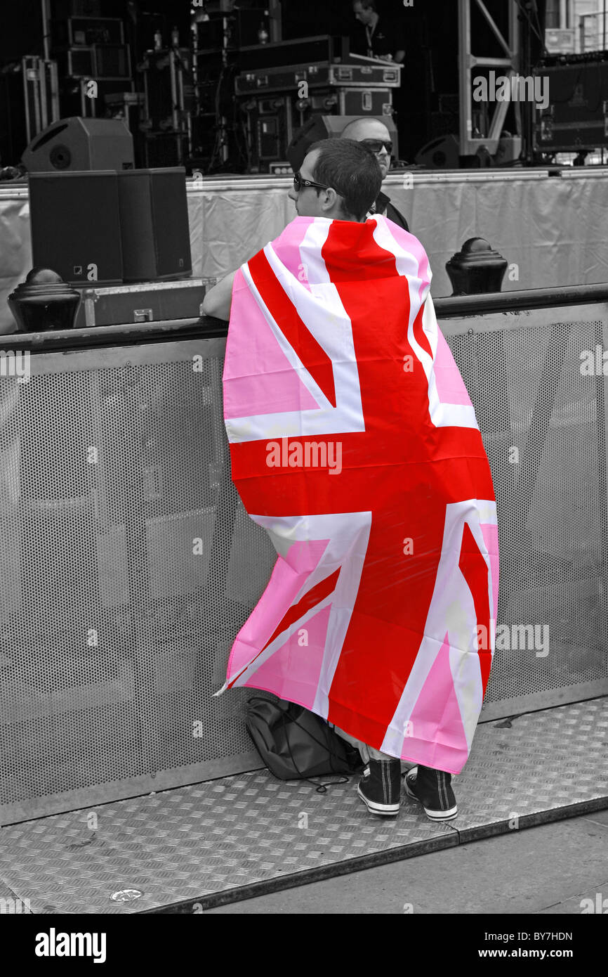 Pink/Red British Union Jack Flag Retro Tinted B/W image Stock Photo - Alamy