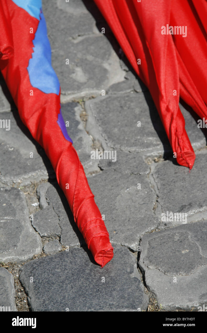 close up detail of red banner at a political protest Stock Photo - Alamy