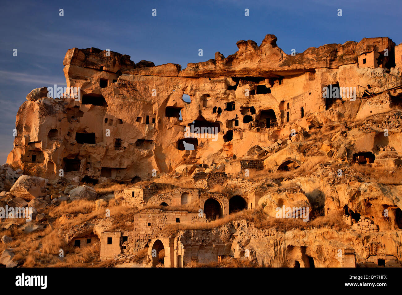 Cappadocia, Turkey. The old troglodyte settlement of Cavusin, where you ...