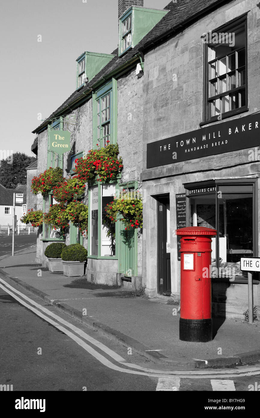 Retro Tinted B/W image of the shops on Green Hill Sherborne Dorset ...