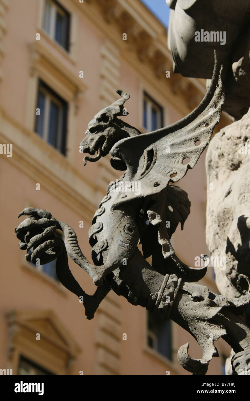 bronze dragon griffin statue in rome italy Stock Photo - Alamy