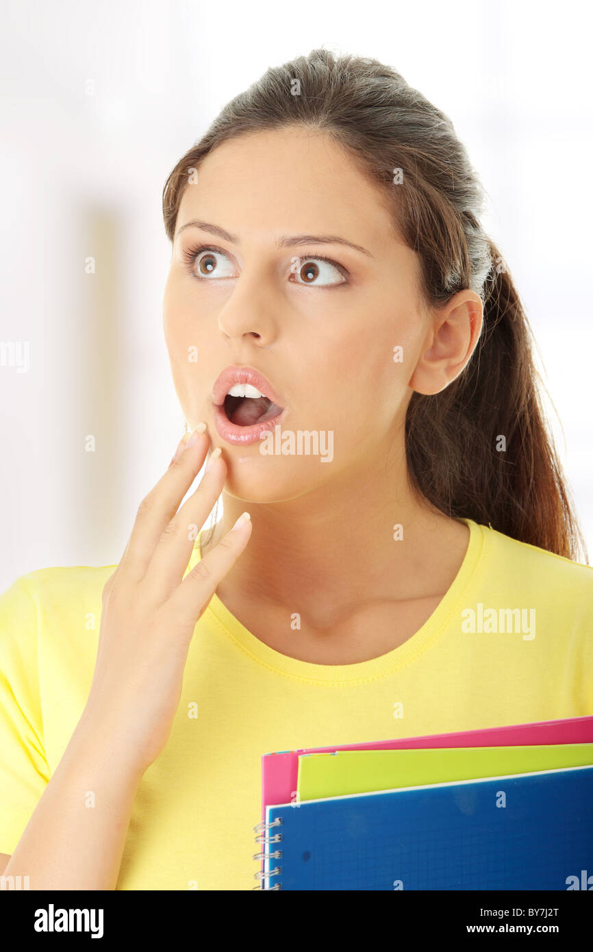 Shocked student girl Stock Photo - Alamy