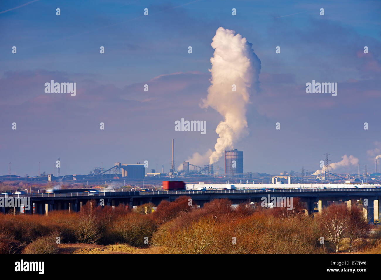 Pollution from the Corus Steelworks, Port Talbot, Wales, UK Stock Photo ...